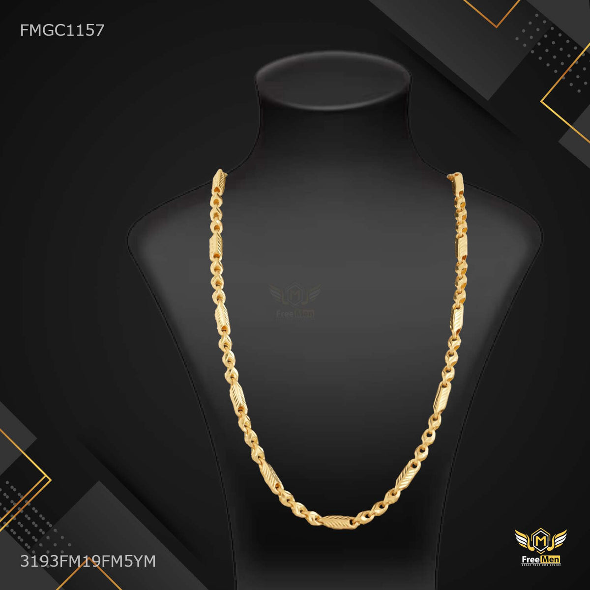 Regal Twist Gold plated Chain - FMGC1157 – Freemen®