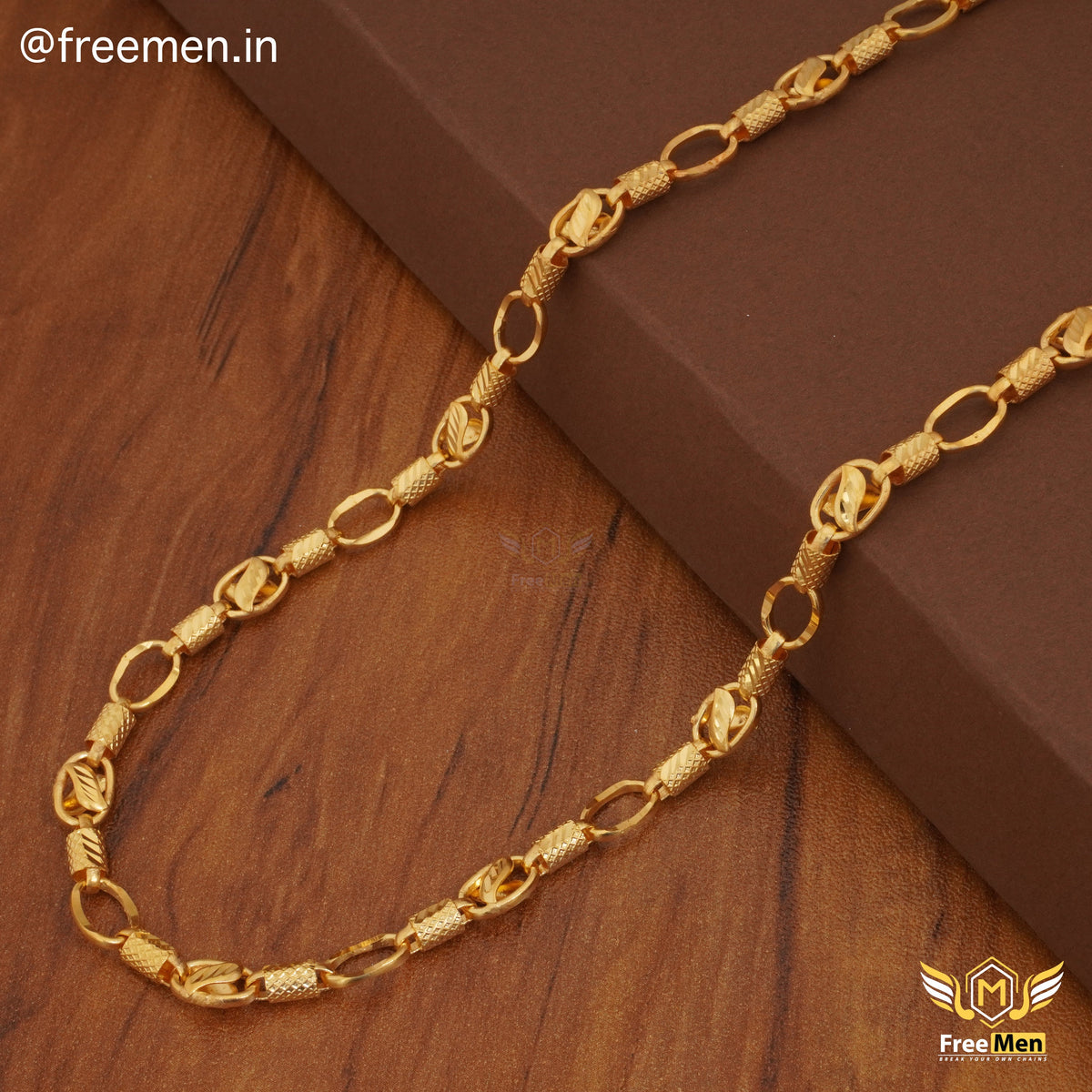 Freemen Fascination Leaf Pipe design Chain Gold Plated- FMC76 – Freemen®