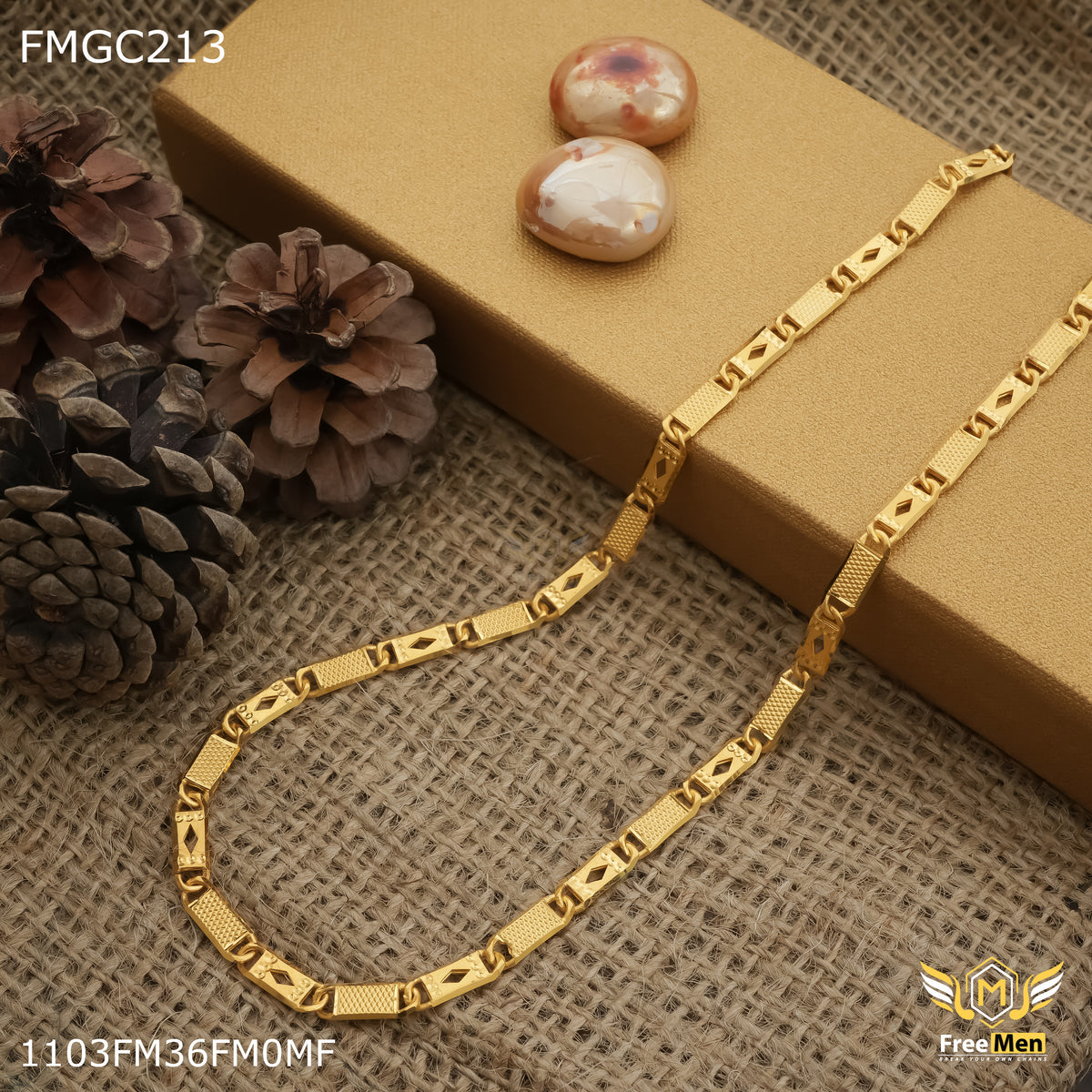 Freemen 1GM Long square biscuit Chain for Man - FMCG213 – Freemen®