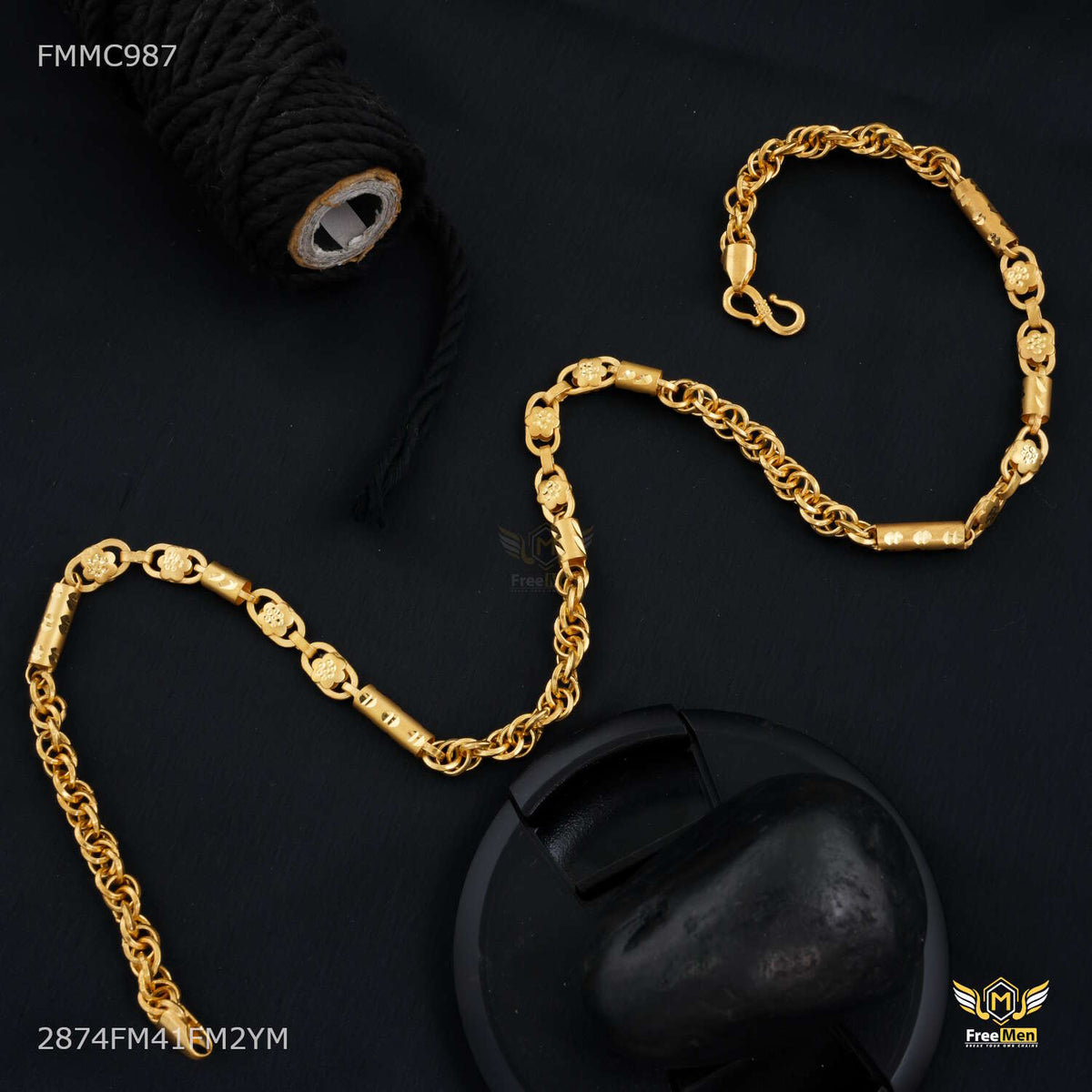 Indo Pipe with Designer Flower gold plated Chain - FMGC987 – Freemen®