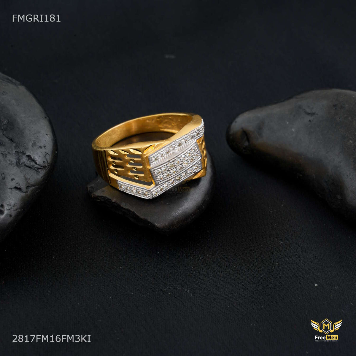 AD Lining 1gm Gold plated ring design for men - FMGRI181 – Freemen®