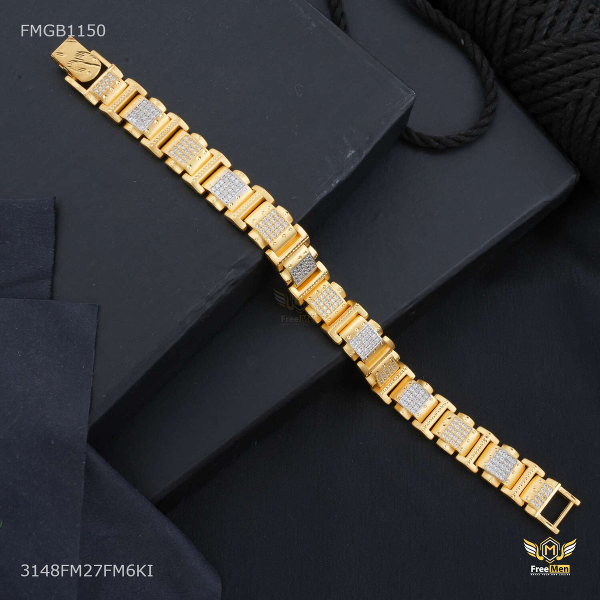 Designer C cut AD Box Gold Plated Bracelet for Men - FMGB366 – Freemen®
