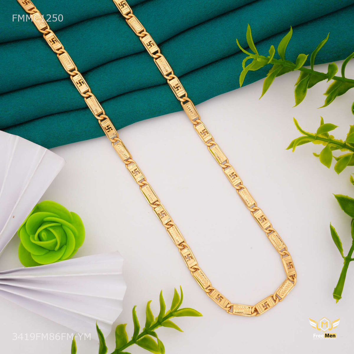 Designer Swastika with Rings Nawabi Chain for Man - FMMC1250 – Freemen®