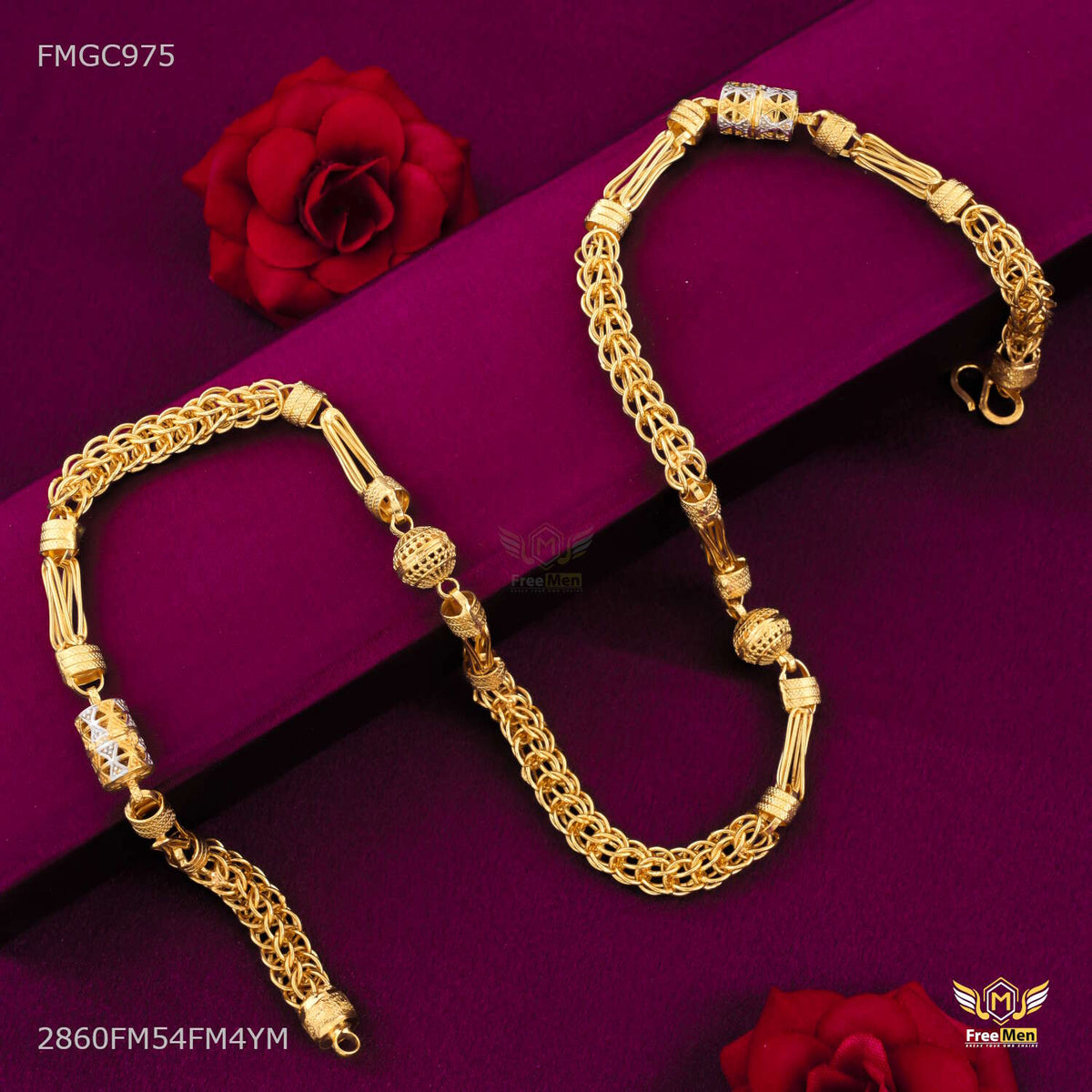 Indo Pipe with Ball gold plated Chain - FMGC975 – Freemen®