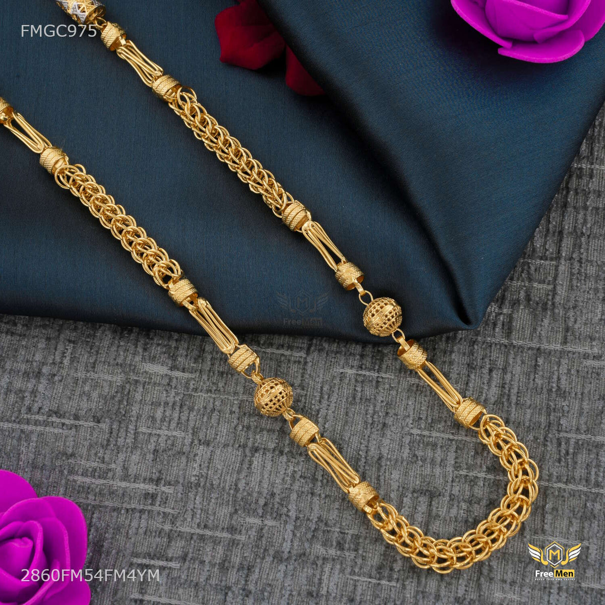 Indo Pipe with Ball gold plated Chain - FMGC975 – Freemen®