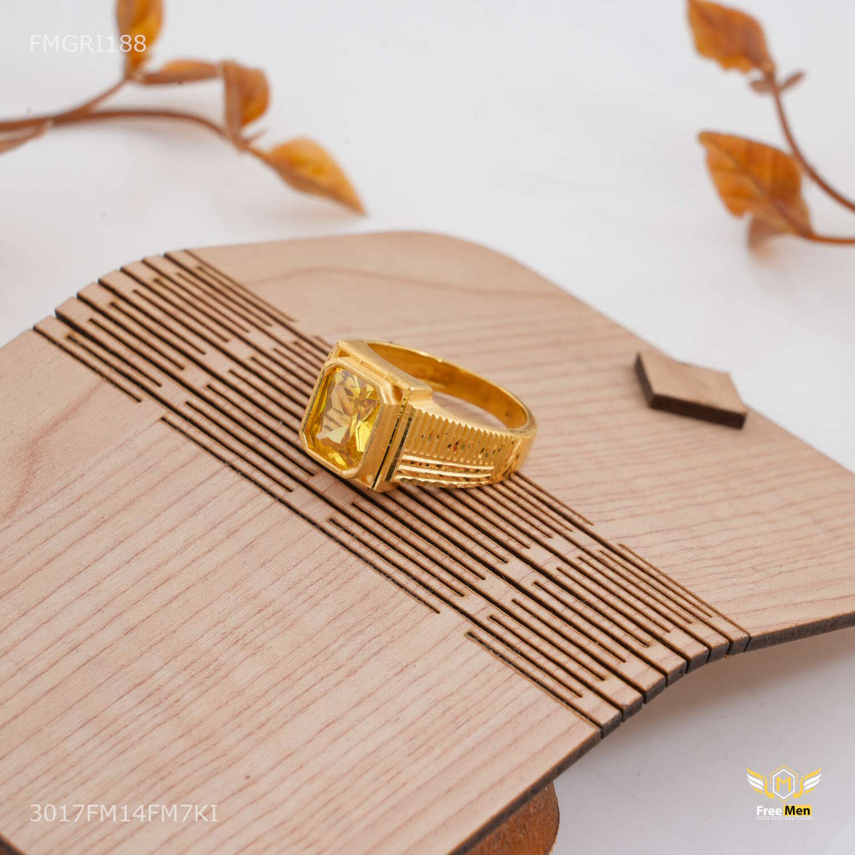 Squar box with Yellow AD ring design for men - FMGRI188 – Freemen®