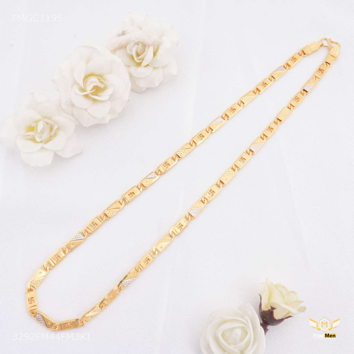 swastika by swastika Rhodium Nawabi Gold plated Chain - FMGC1195 – Freemen®