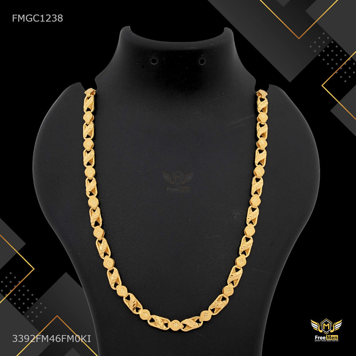 Thin Leaf Lotus gold plated chain For Man - FMGC1238 – Freemen®
